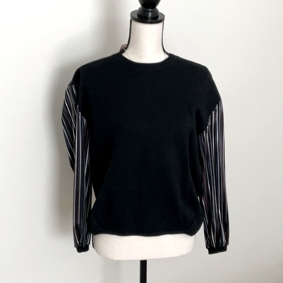 Anthropologie | Sweaters | Joy Joy Velvet Sleeve Sweater Sm | Poshmark